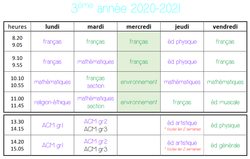 Horaires des classes - Syndicat Scolaire du Grand-Val
